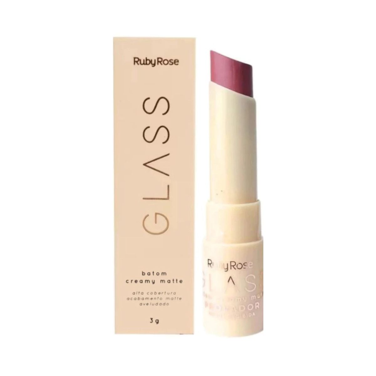 BATOM RUBY ROSE GLASS MATTE GL01 | Diva Cosméticos